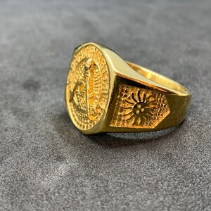 Masonic Past Master Men’s Stainless Steel Gold Colour Ring Degree ...