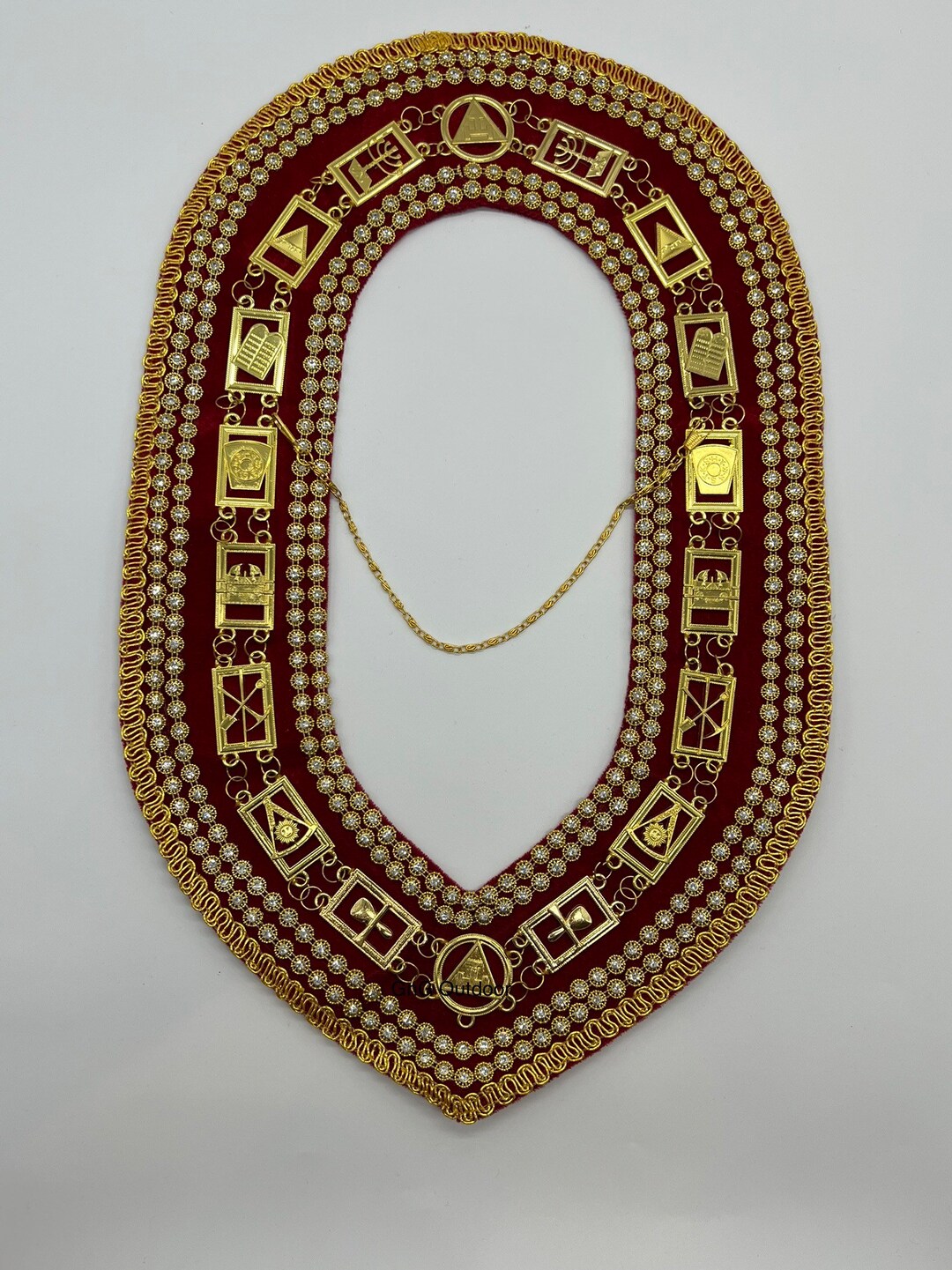 Masonic Regalia Order of Eastern Star Patron Gold Metal Chain Collar on ...