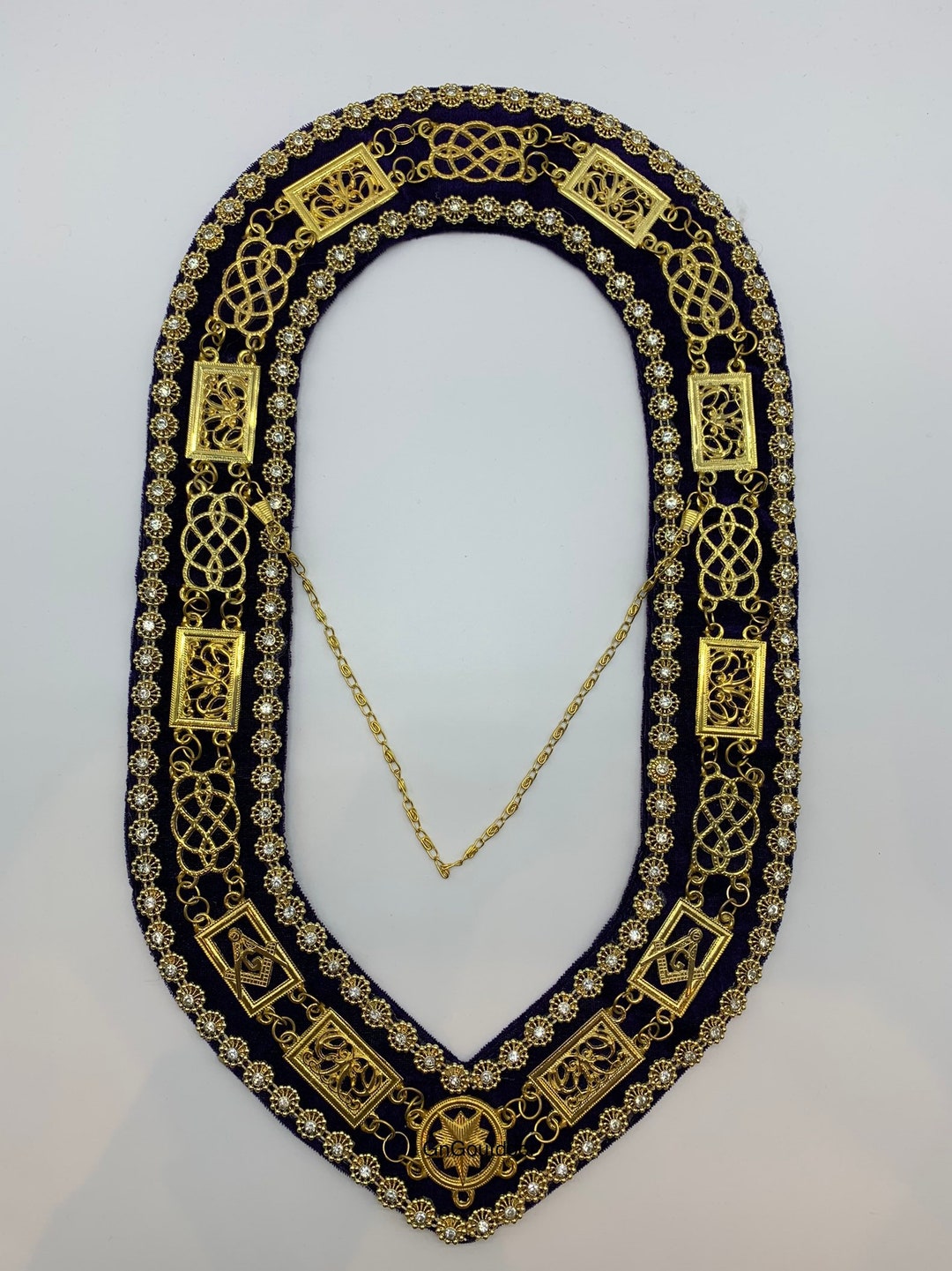 Grand Lodge Master Mason Metal Chain Collar Gold With Imitaion Stone ...