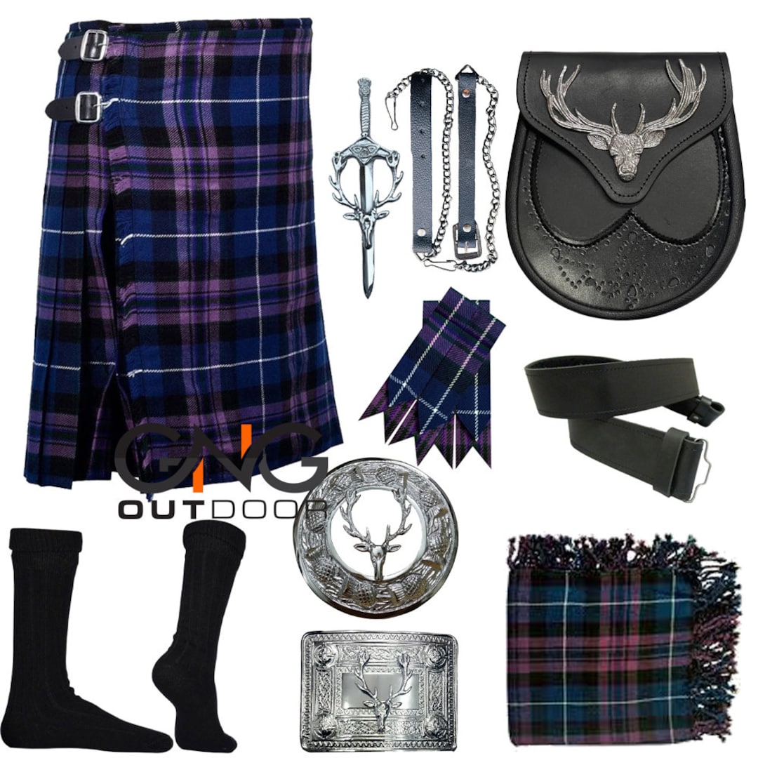 Men's Scottish Kilt Outfit Wedding Kilt Set Staghead Kilt Set Available ...