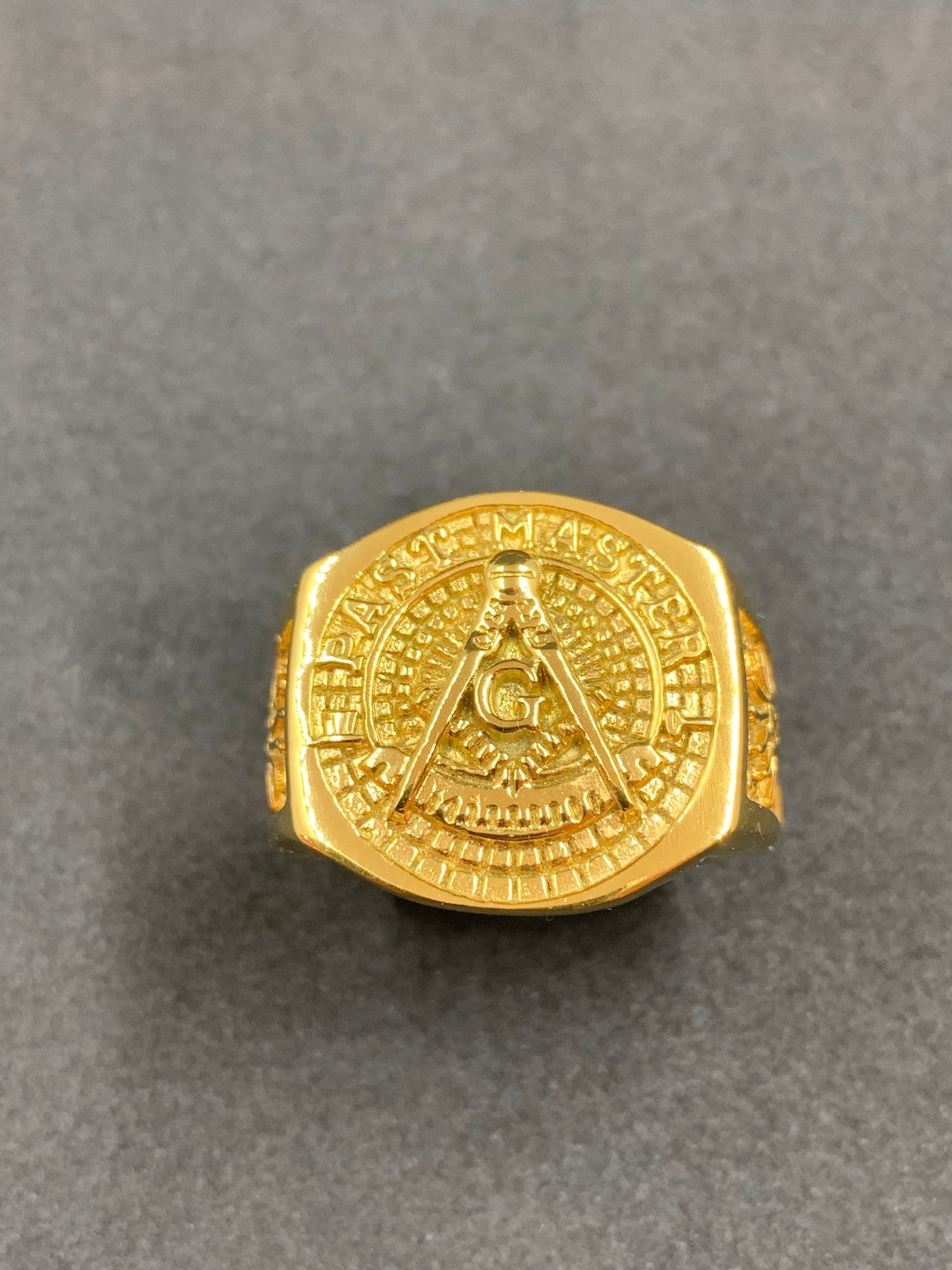Masonic Past Master Men’s Stainless Steel Gold Colour Ring Degree ...