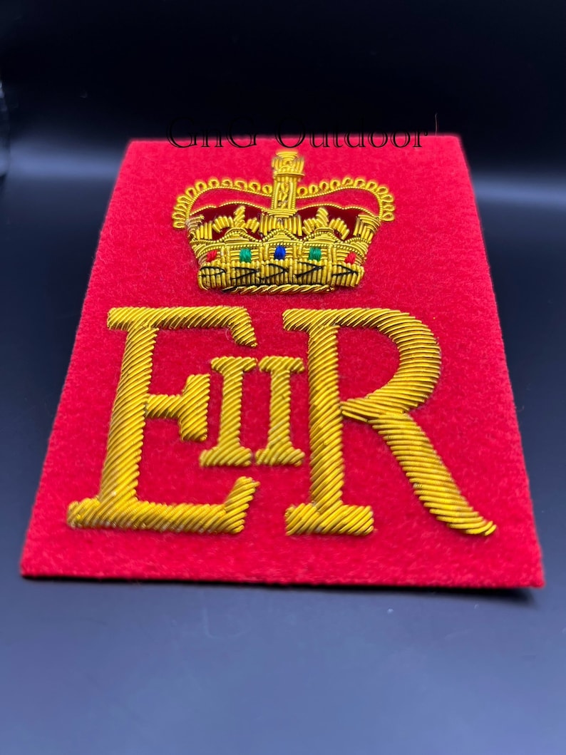 Her Majesty Queen Elizabeth II Cypher Crest EIIR Gold Hand Embroidered ...