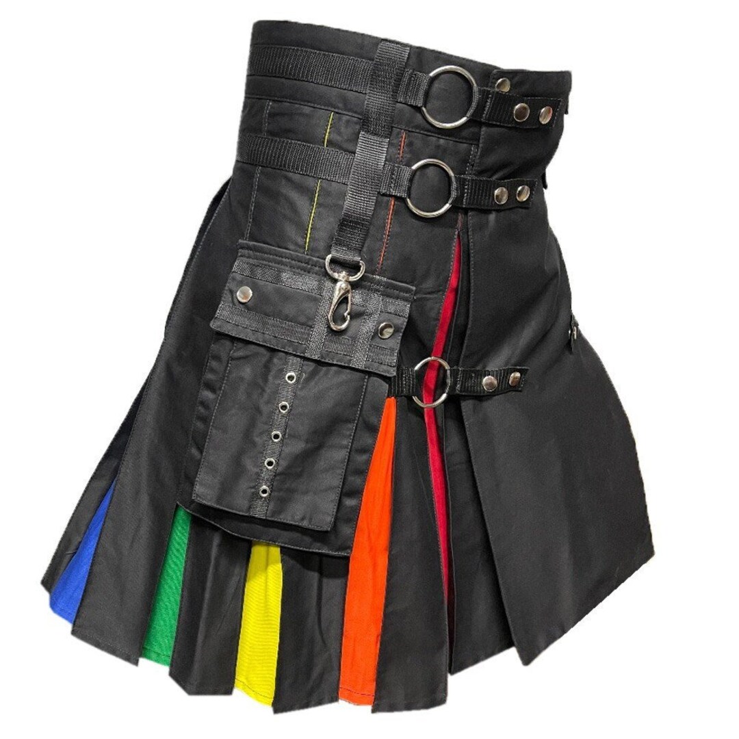 Rainbow Hybrid Pride Kilt LGBT Gay Kilt Modern Utility Kilts for Men ...