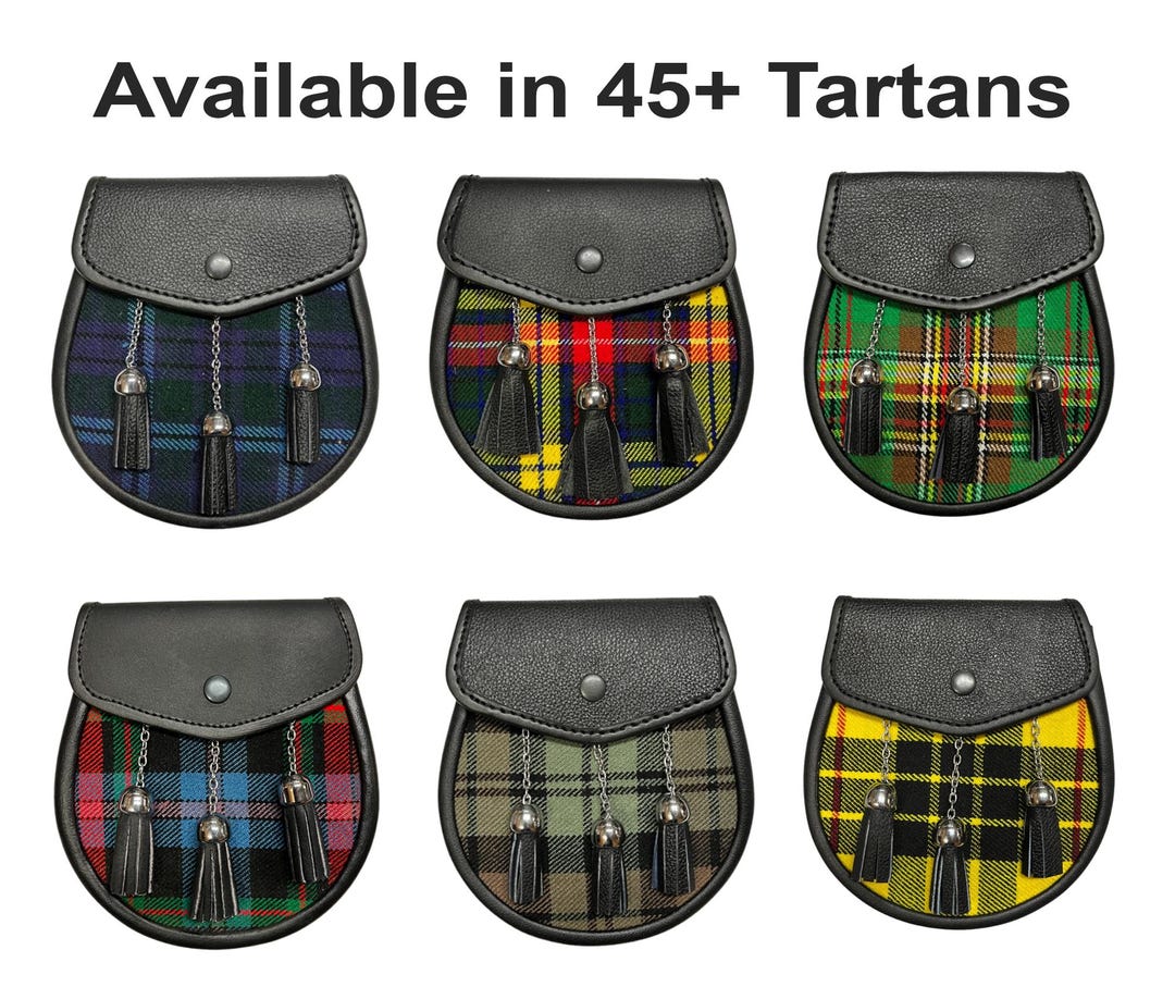 Scottish Men's Handmade Tartan Sporran 3 Tassel Available in 45 ...