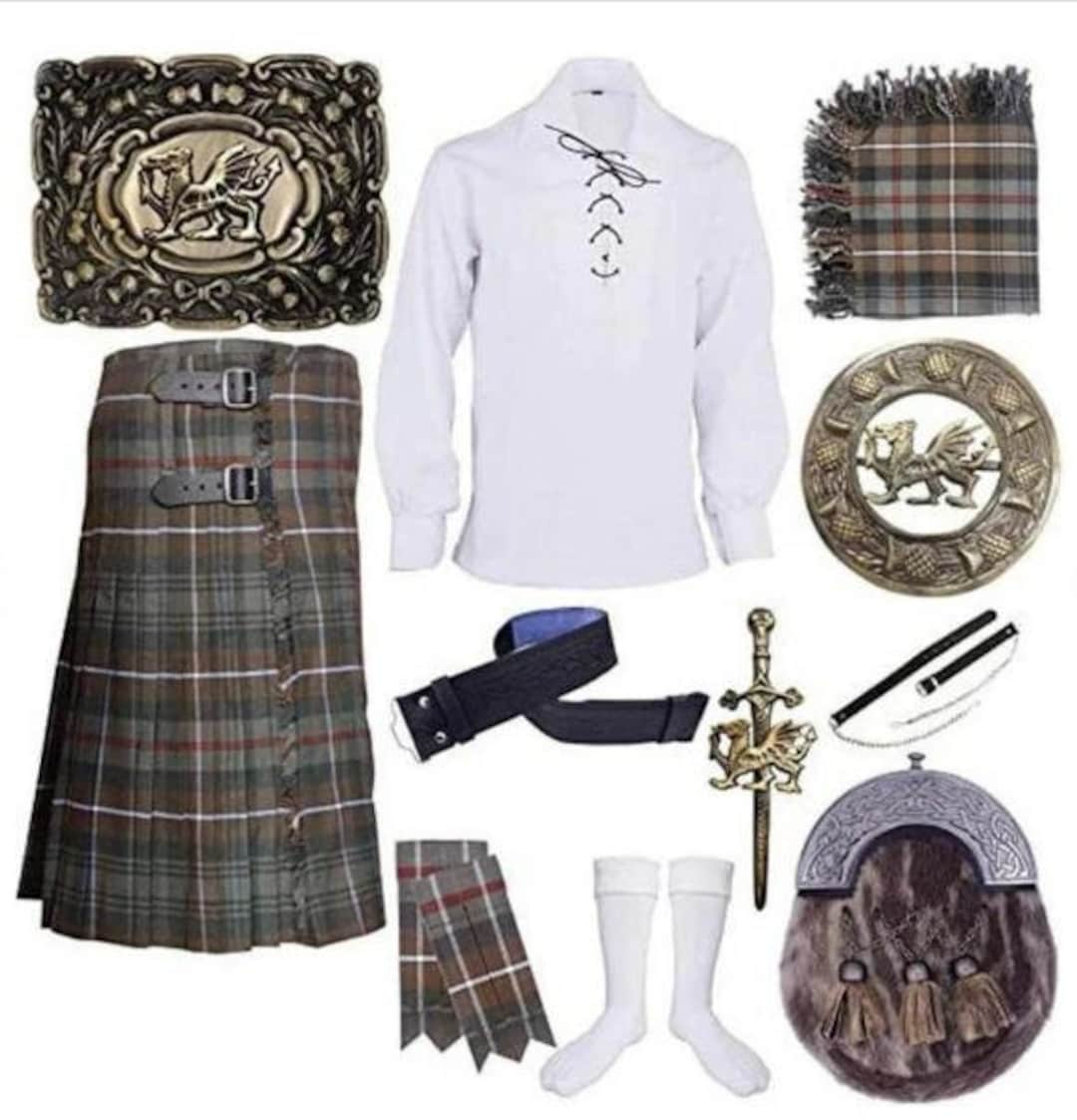 Men's Scottish Welsh Dragon Wedding Outfit Kilt Dress Traditional Kilt ...