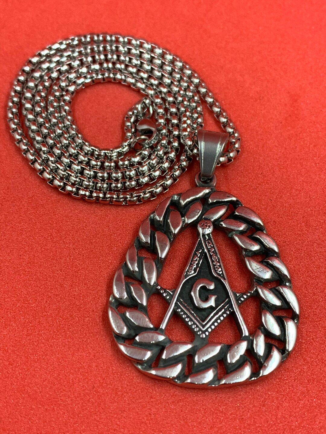 Masonic Square and Compass G Chain Pendant Masonic Silver Neck Wear and ...