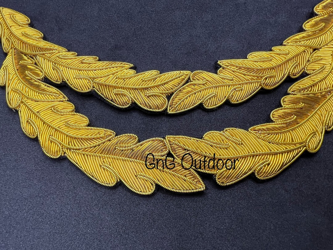 Double Oak Leaf Peak Row Silver or Gold Bullion Oak Leaf Royal Navy Officer Peak Hat Rows Hand ...