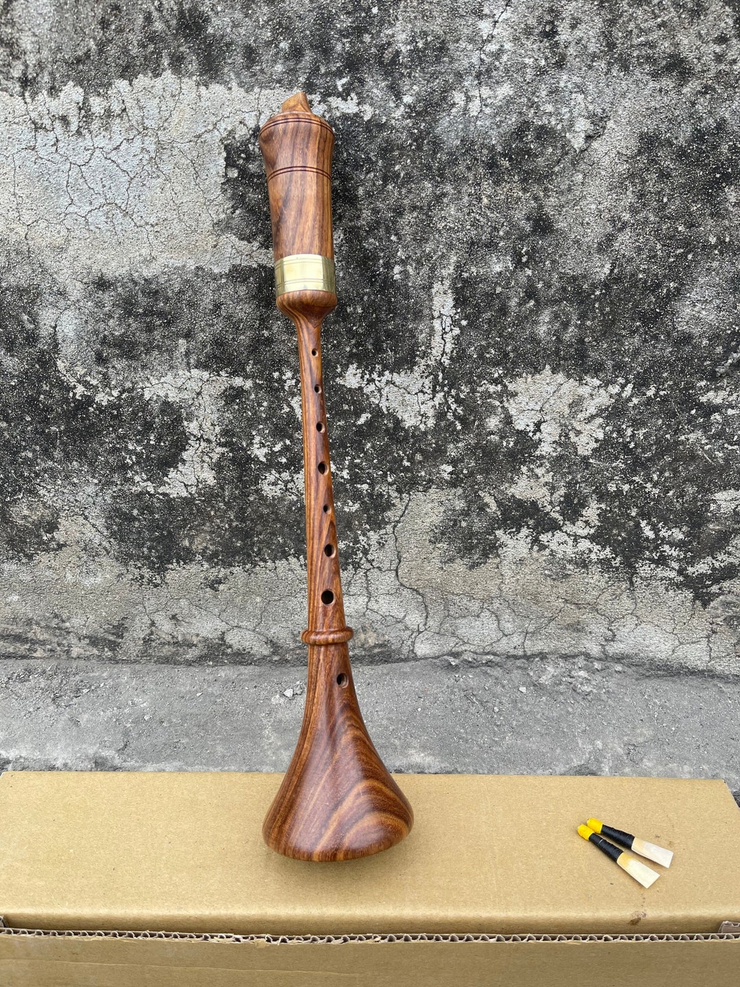 Rosewood Handmade RAUSCHPFEIFE Small Wooden Medieval Shawm Instrument ...