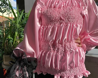 Pink Satin Blouse - Etsy