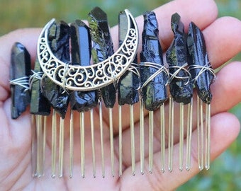 Obsidian Hair Comb | Etsy