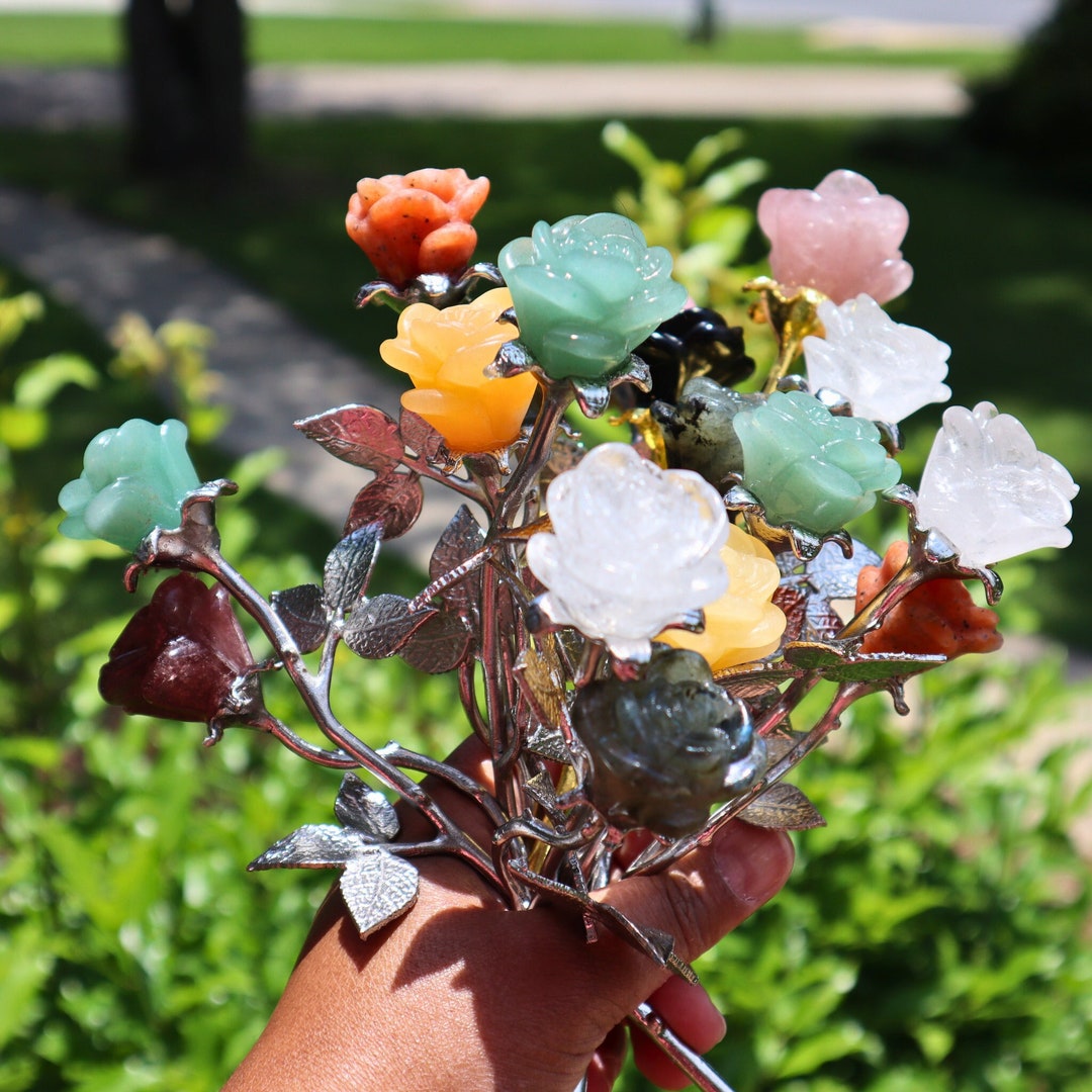 Crystal Double Rose With Stem Symbol of Love and Beauty Handcrafted ...