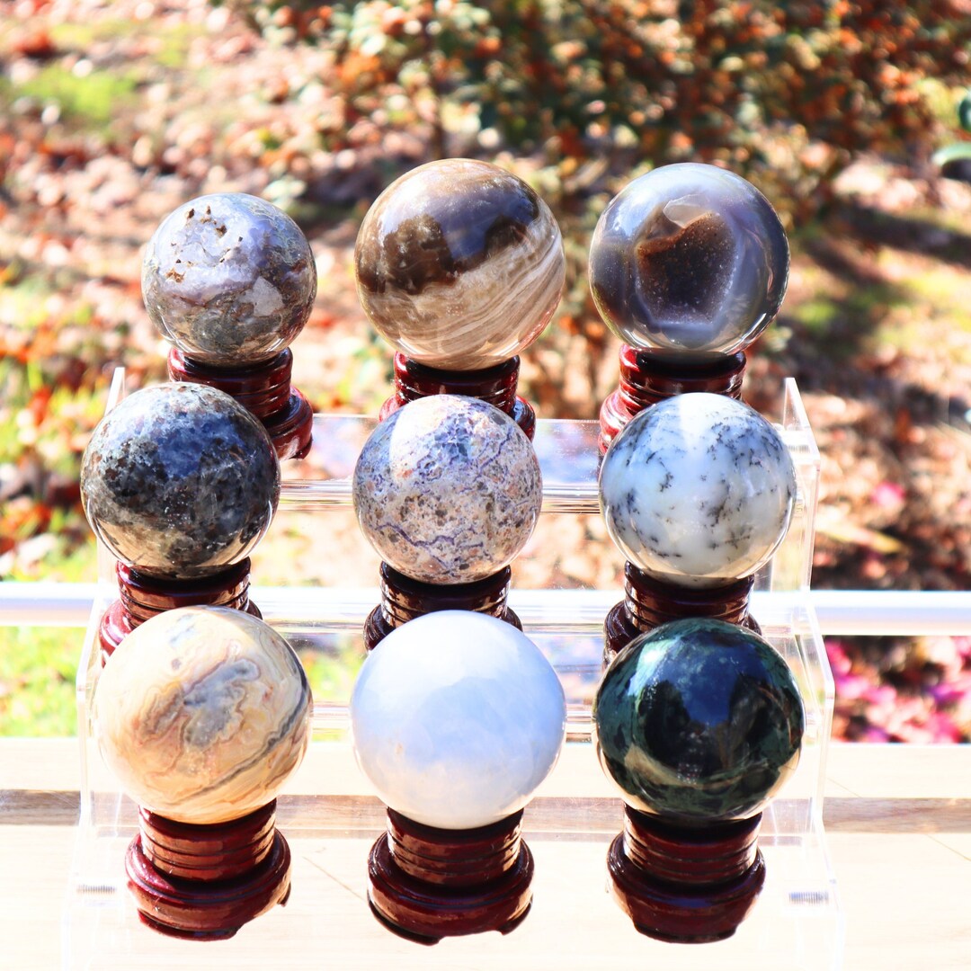 Big Crystal Spheres Moss Agate Chocolate Agate Yooperlite - Etsy