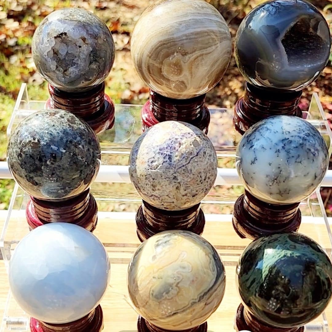 Large Crystal Spheres: Moss Agate, Yooperlite, Crazy Lace, Calcite - Etsy