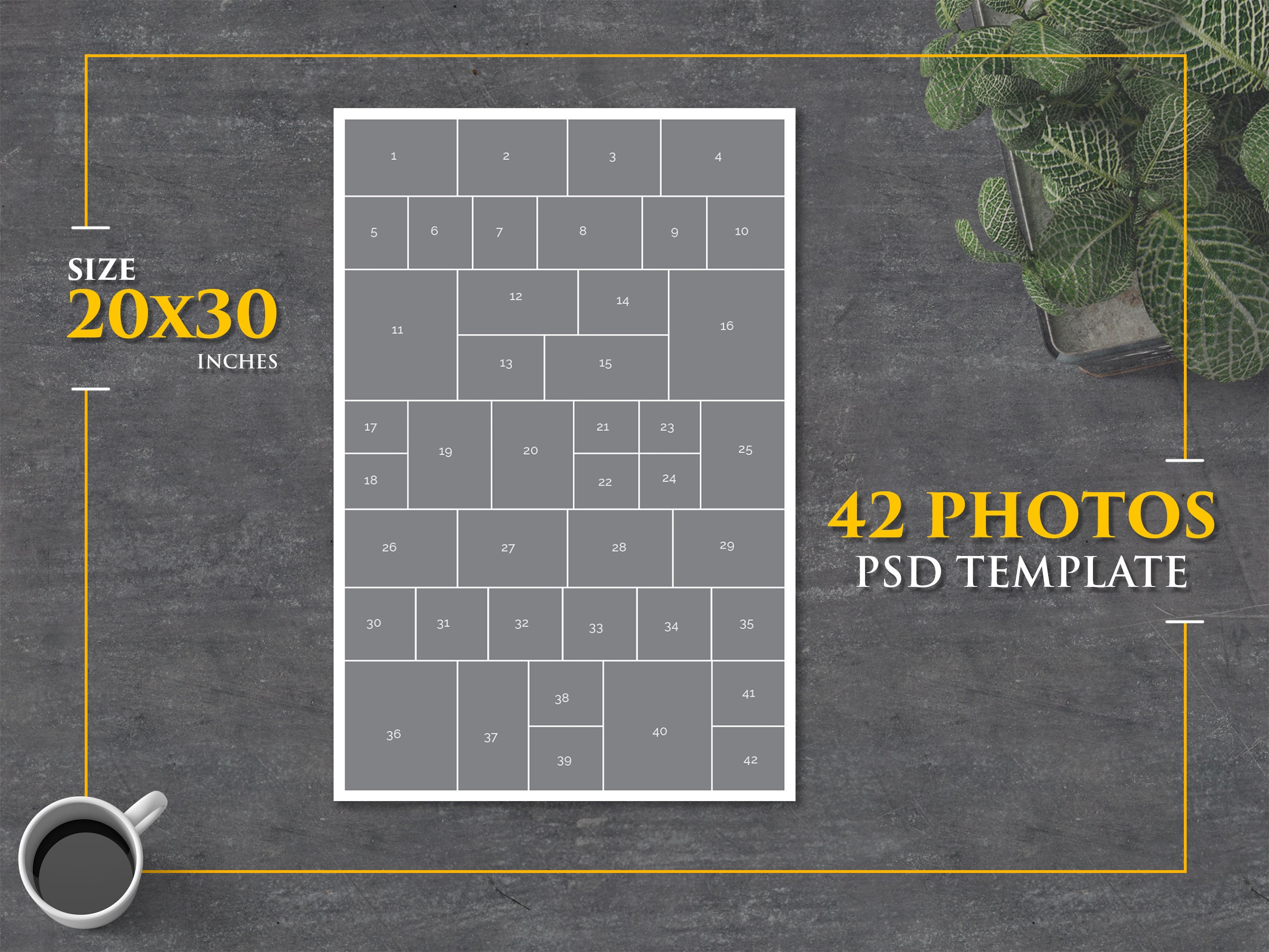 Big Poster collage template for 42 photos photo collage | Etsy