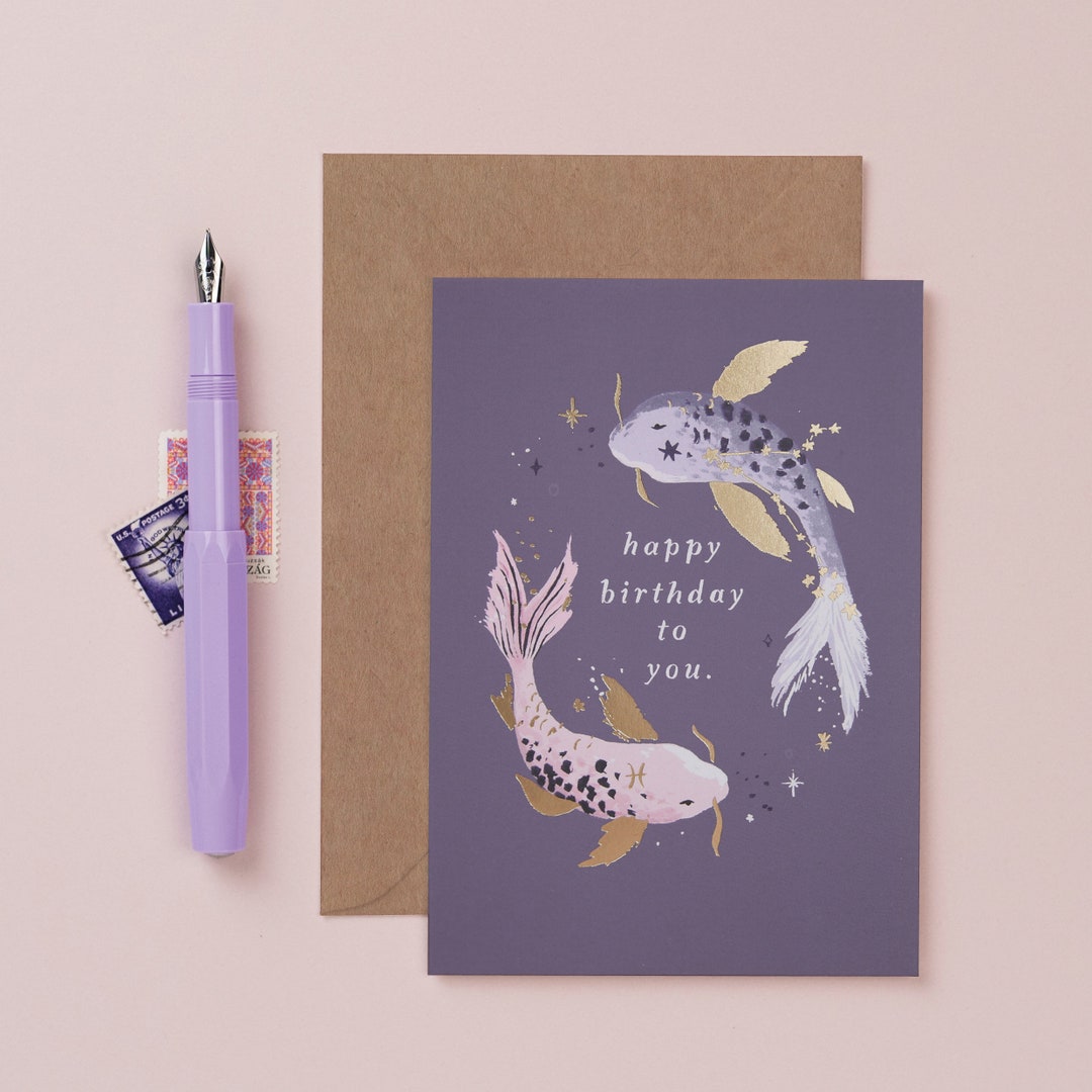 Pisces Birthday Card | Zodiac Birthday Card | Astrology Birthday Card ...