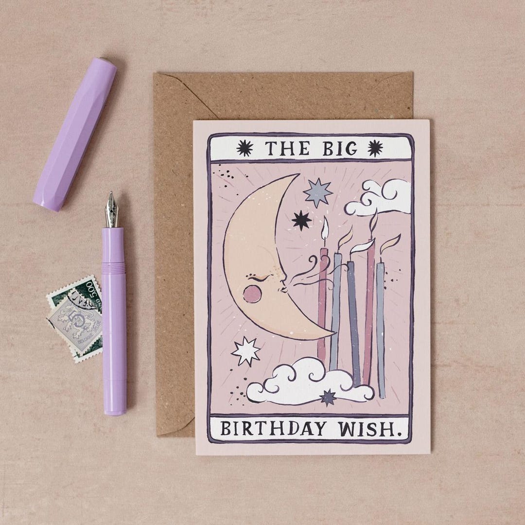 Tarot Moon and Candles Birthday Card | Birthday Card | Tarot Birthday ...