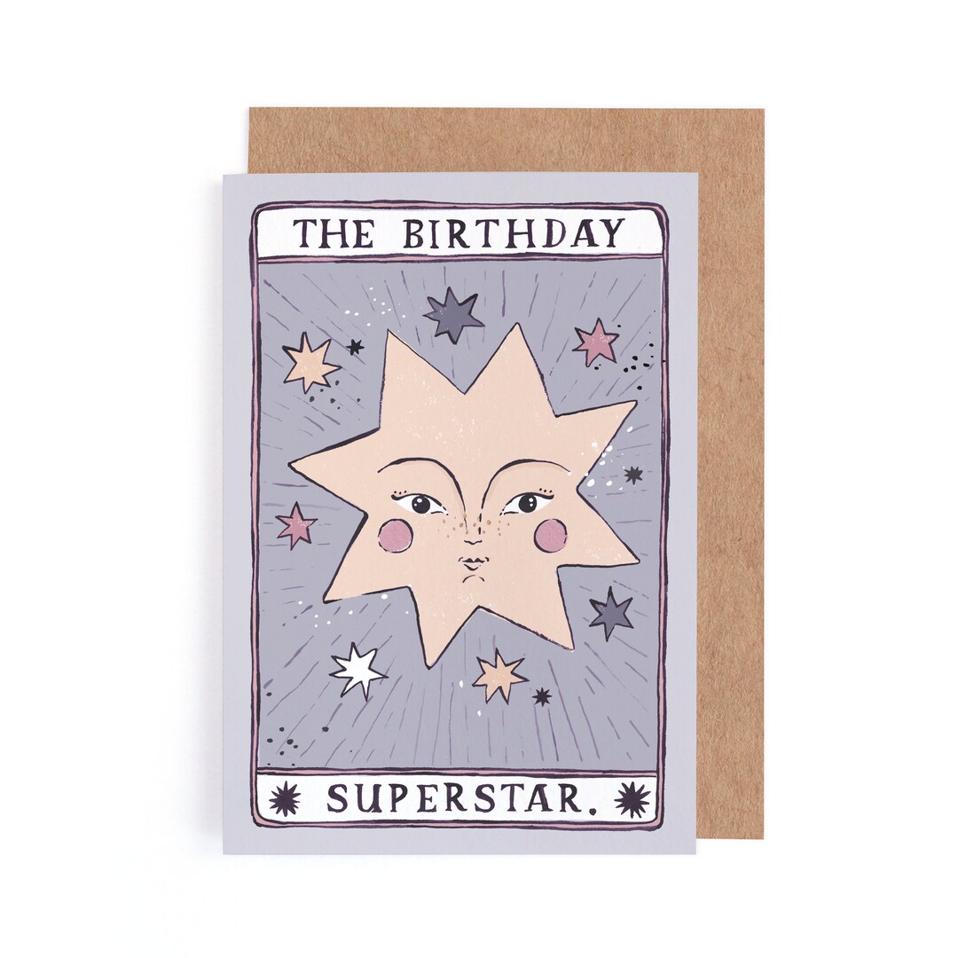 Star Birthday Card Superstar Birthday Card Tarot Card Celestial Card ...
