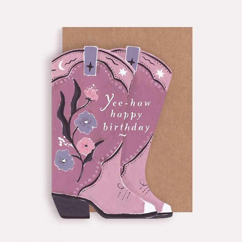 Cowboy Boots Birthday Card | Unique Shape Birthday Card for Cowgirl or ...
