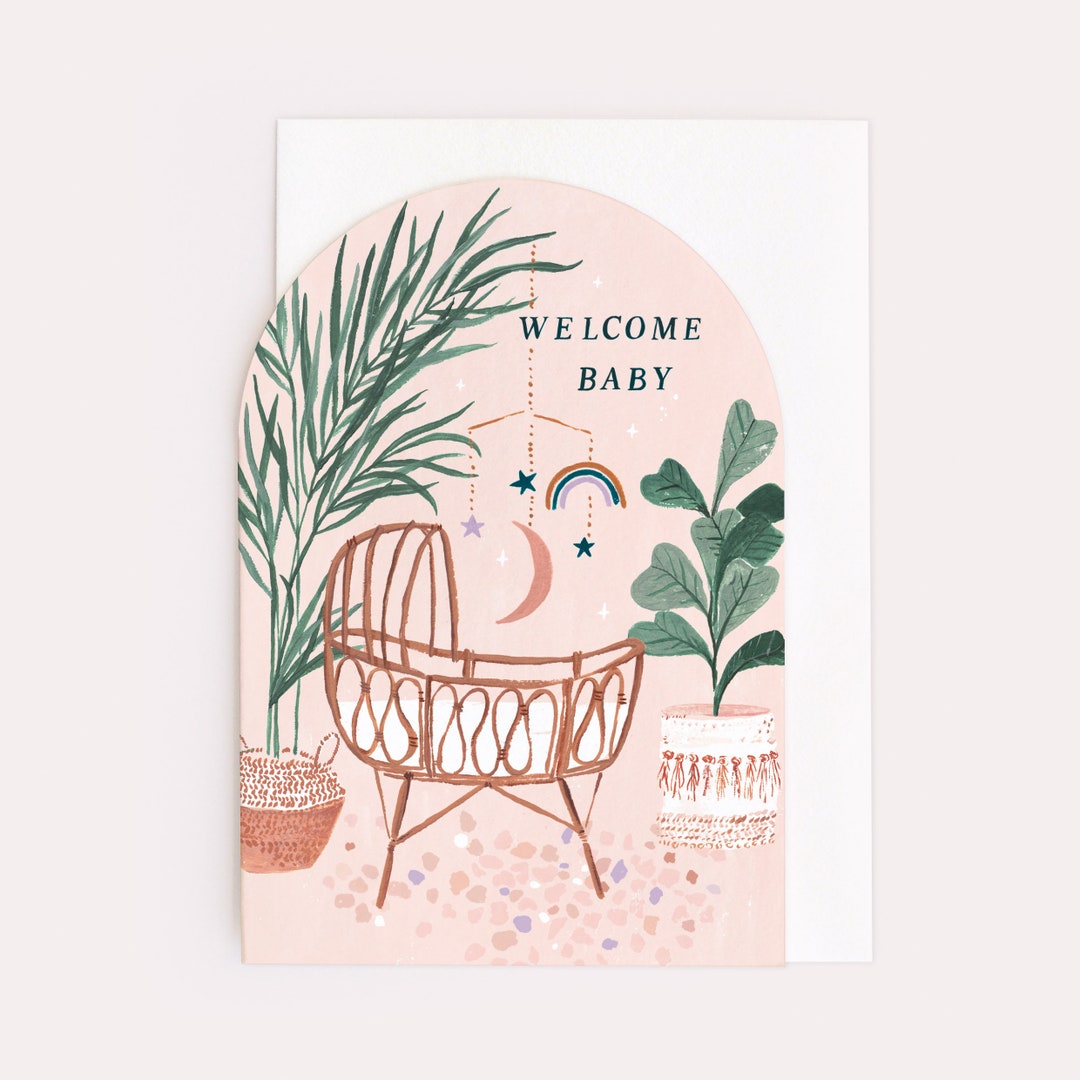 New Baby Card With Gender Neutral Design Unisex New Baby Card Bamboo ...
