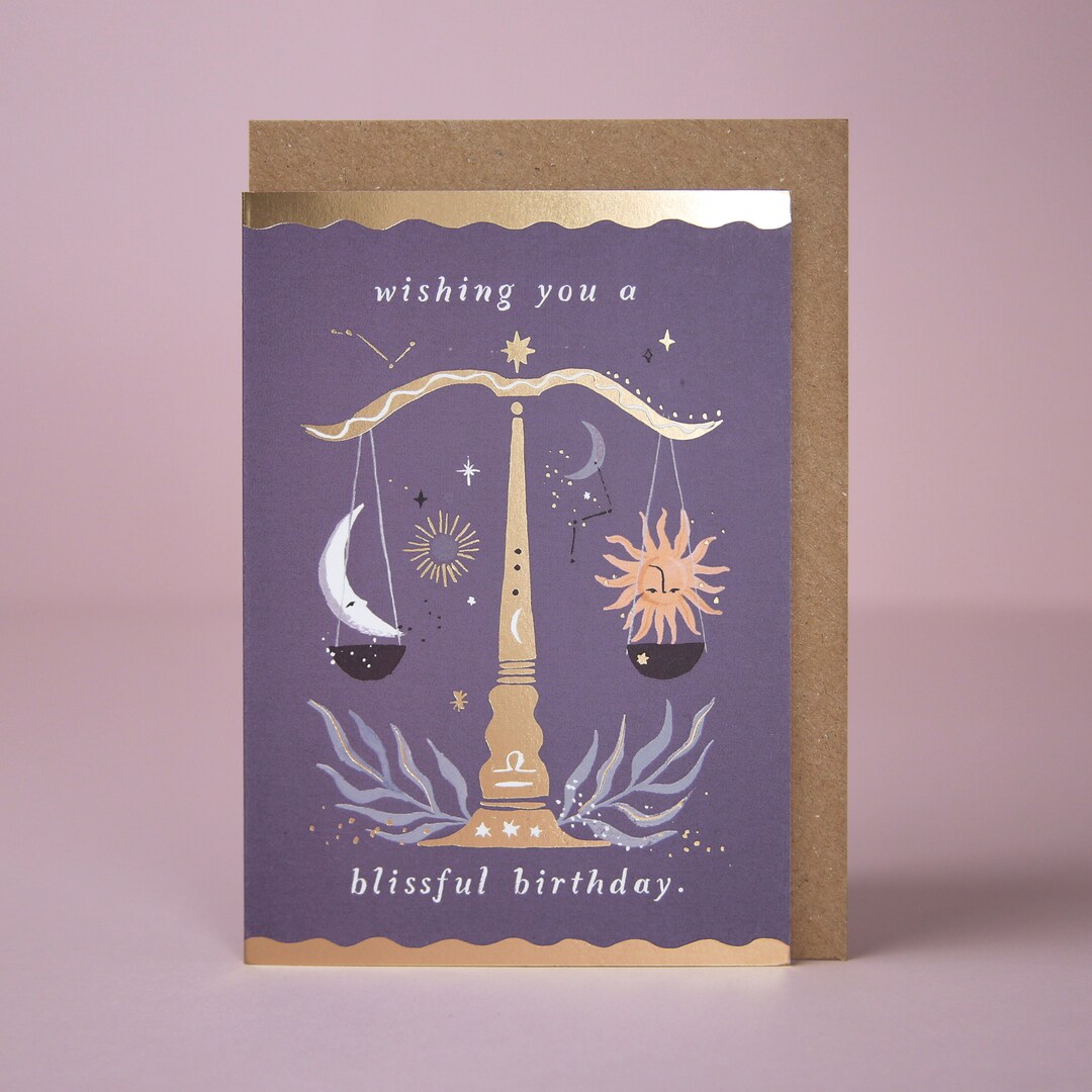 Libra Birthday Card Zodiac Birthday Card Libra Astrology Birthday Card ...