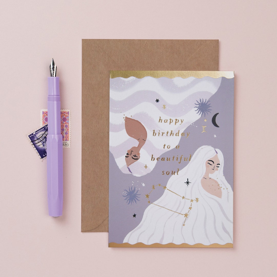Gemini Birthday Card | Zodiac Birthday Card | Astrology Birthday Card ...