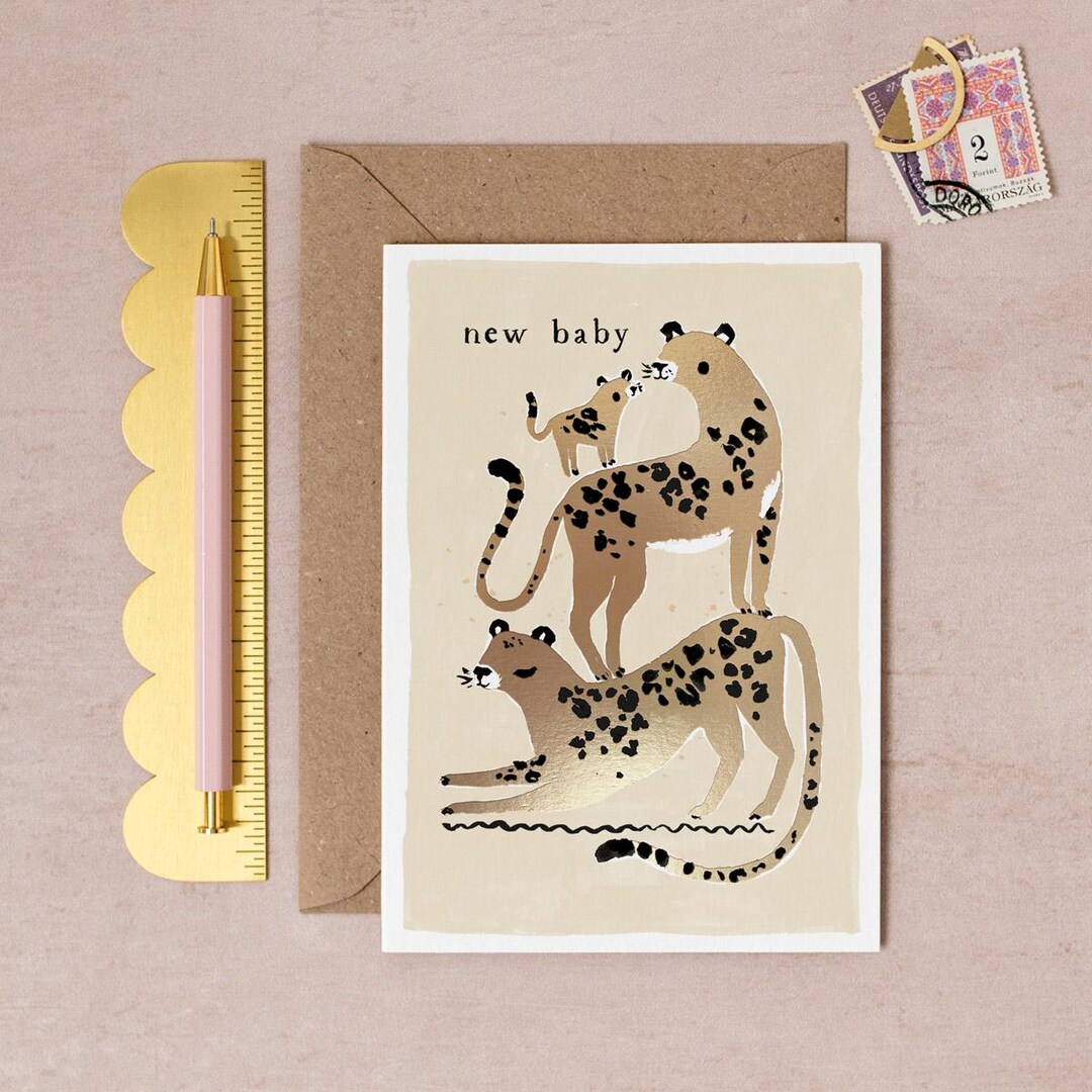 Leopards New Baby Card | Baby Card | New Parents Card | Card for ...