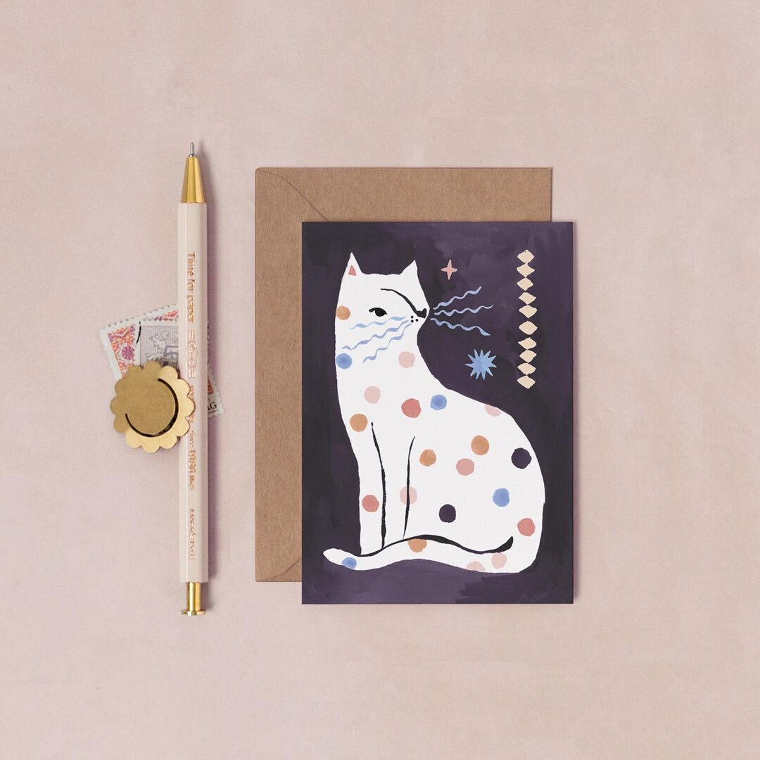 Dotty Cat Mini Card | Birthday Card | Mini Greeting Cards | Note Cards ...