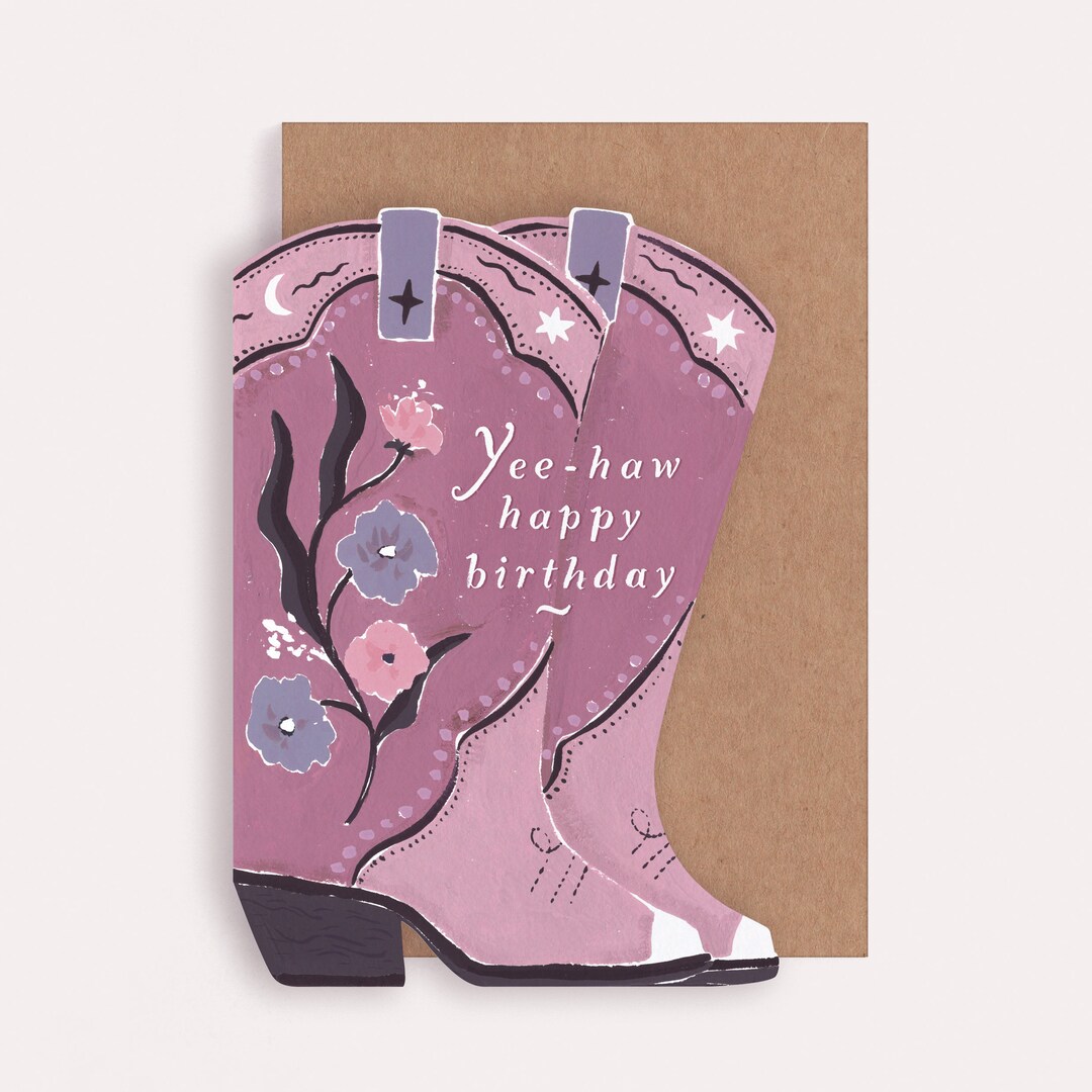 Cowboy Boots Birthday Card Unique Shape Birthday Card for - Etsy