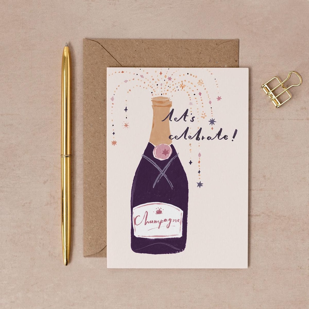 Champagne Birthday Card | Champagne Card | Wine Birthday Card ...