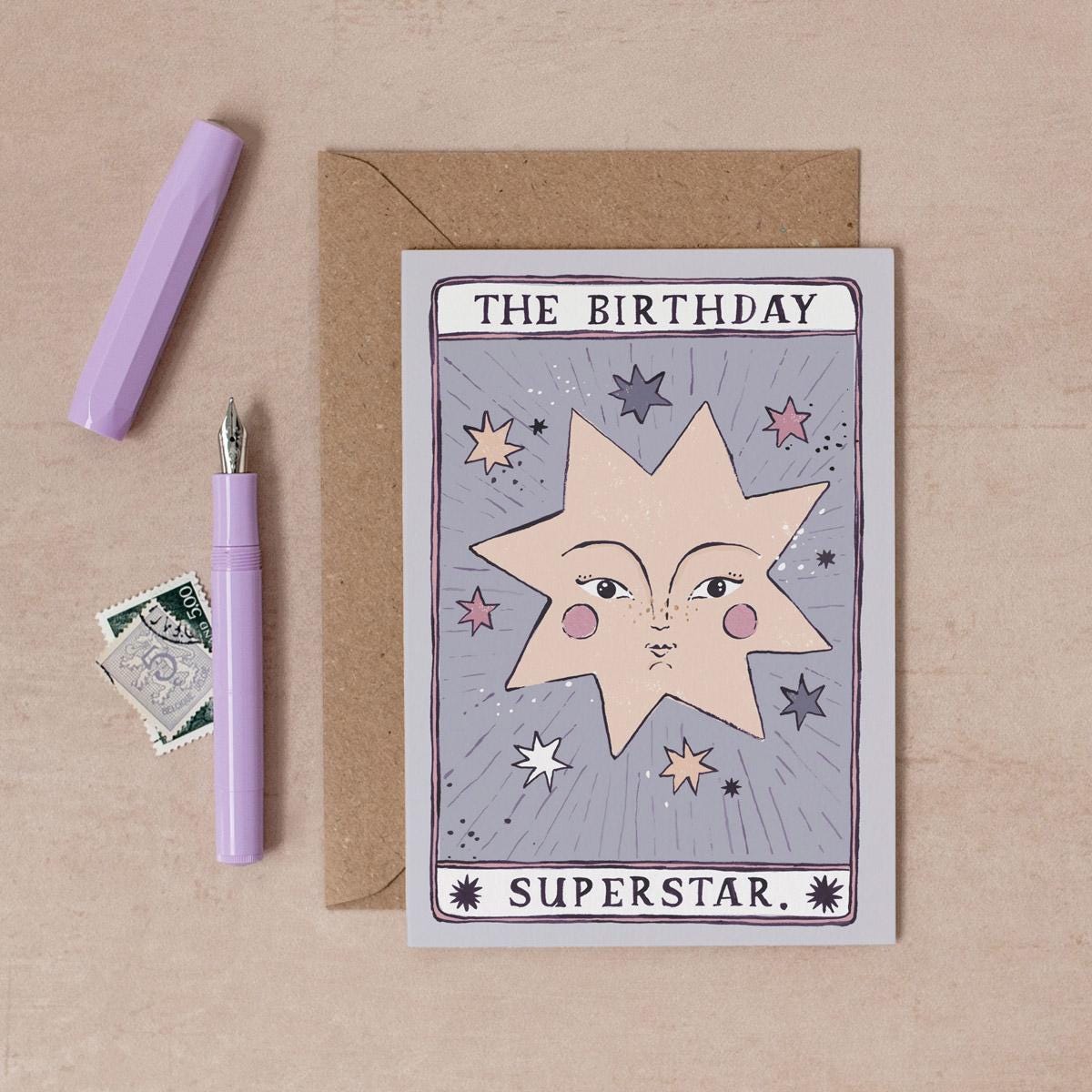 Star Birthday Card | Superstar Birthday Card | Tarot Card | Celestial ...