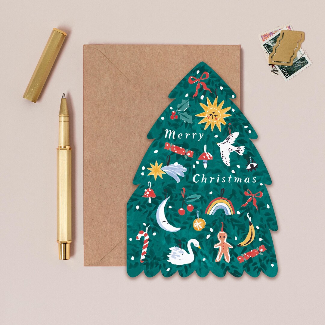 Tree Shape Christmas Card | Holiday Cards | Tree Christmas Card ...