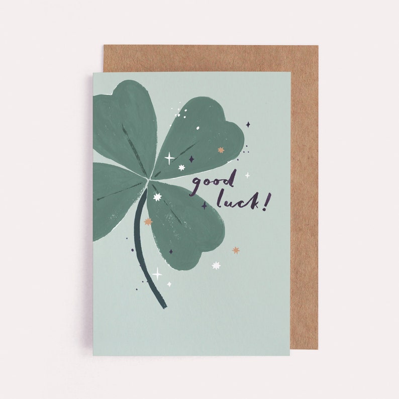 Good Luck Card Four Leaf Clover Card Good Luck New Job - Etsy