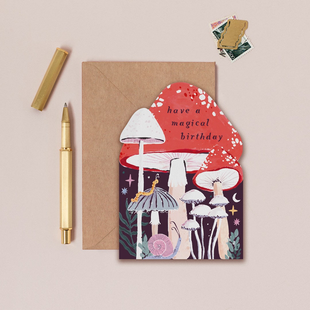 Mushroom Birthday Card Unique Mushroom Shape Birthday Card Witchy ...
