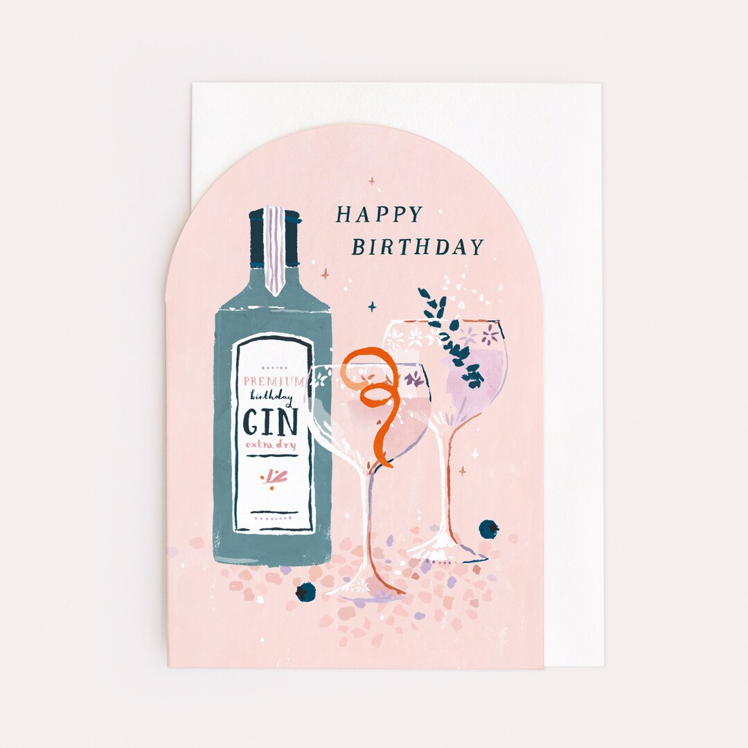 Gin Birthday Card Cheers Birthday Card Drinks, Wine & Gin Birthday Card ...