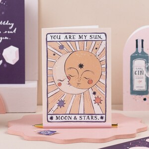 Sun, Moon and Stars Valentine's Day Card or Anniversary Card for Tarot ...