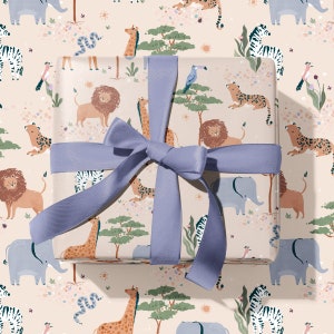 Safari Kids Wrapping Paper | Kids Card Gift Wrap | Children's Wrapping ...