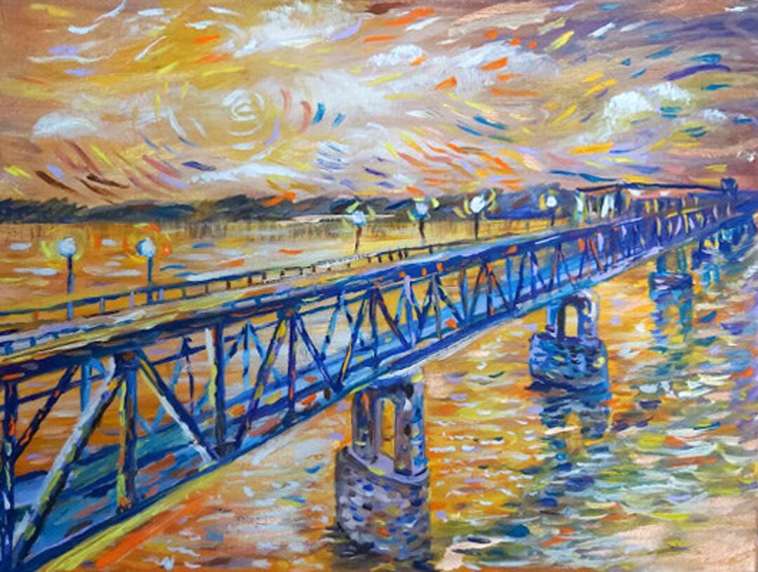 Impressionist Style Painting of a Bridge Over a River - Etsy