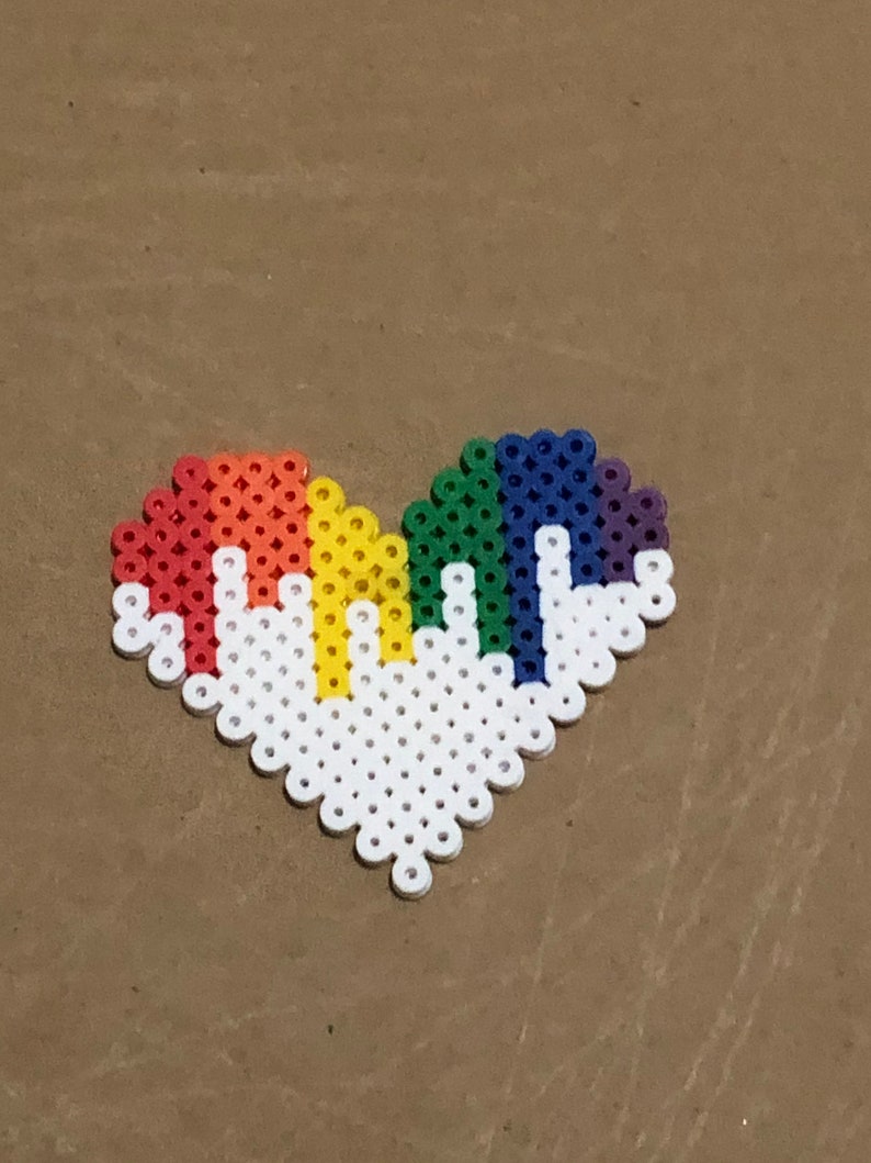 Perler Bead Rainbow Heart Drip - Etsy Canada