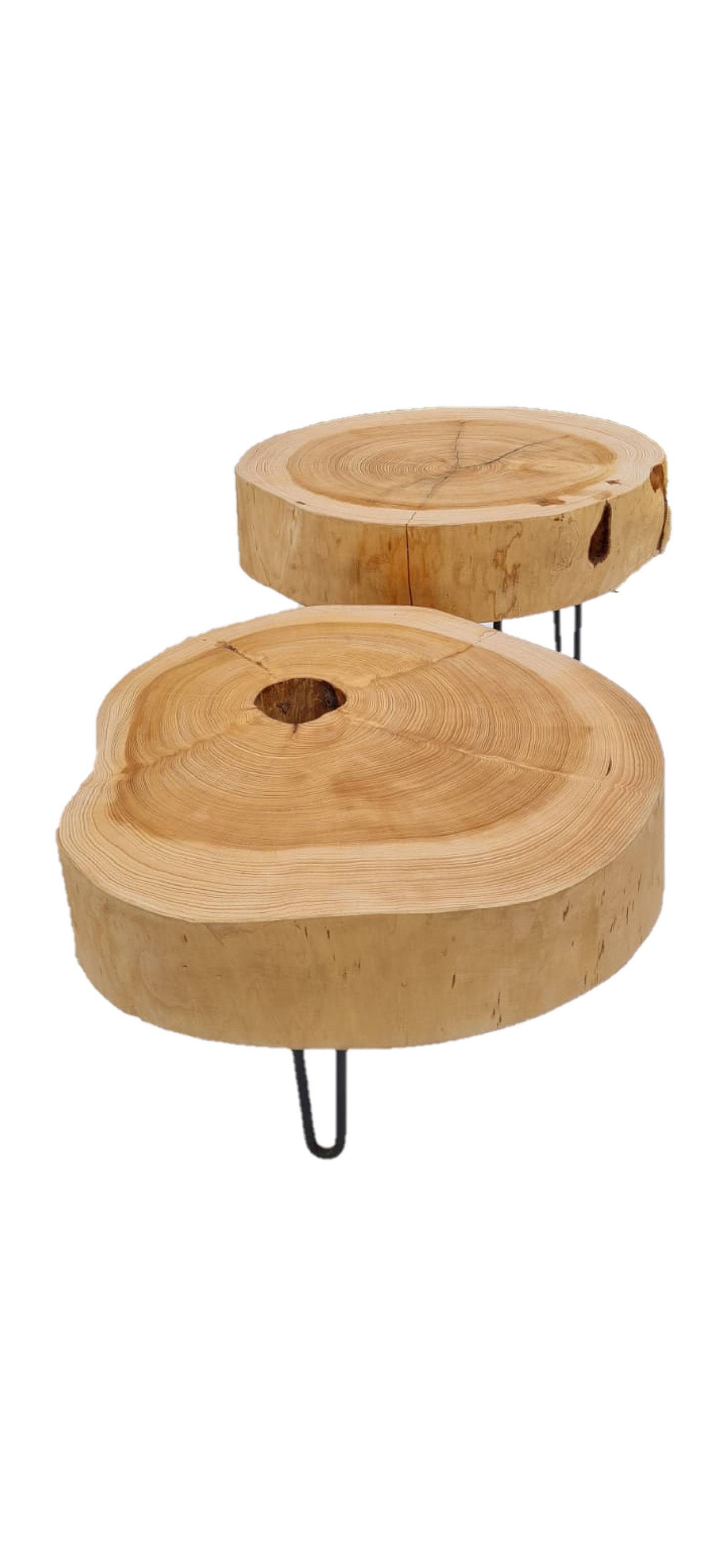 Trundle tables in solid cedar and wrought iron | Etsy