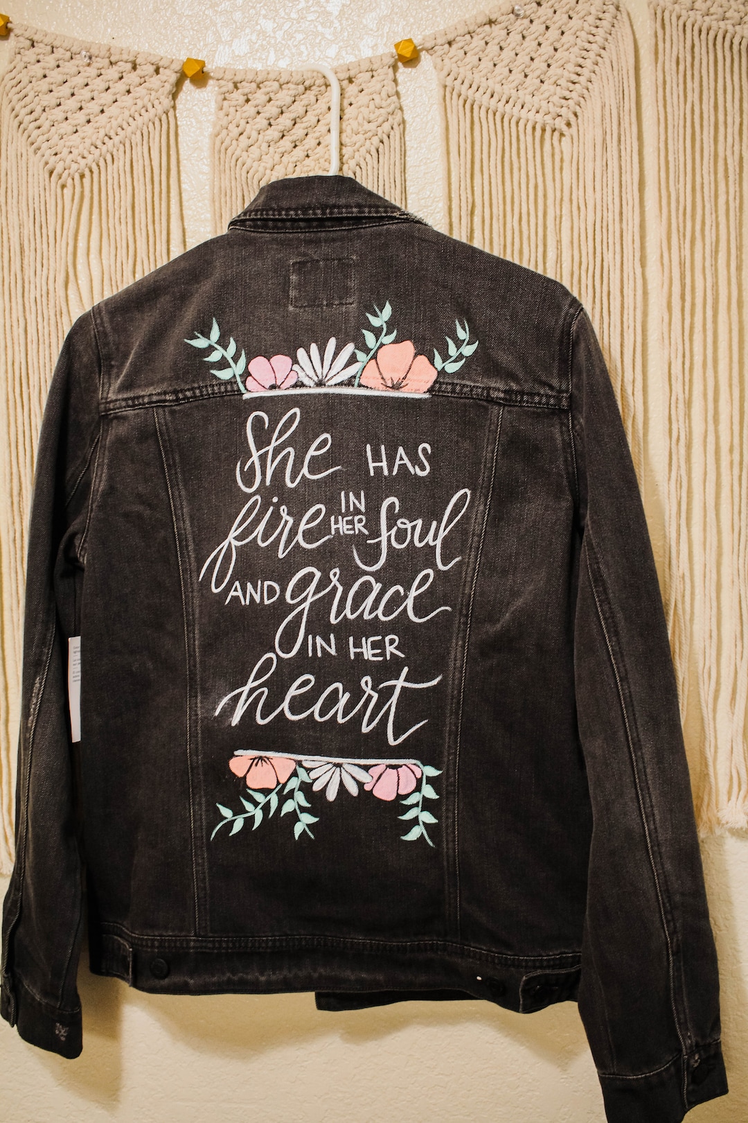 Custom Hand Painted Denim Jacket Quote Jacket Wife, Girlfriend, Sister ...