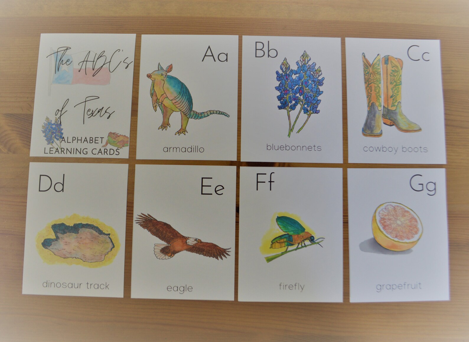 ABC Flashcards Printable, Alphabet Cards, Texas Abcs, Watercolor ...