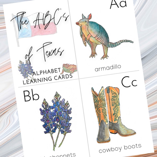 Watercolour Alphabet. Flashcards - Etsy