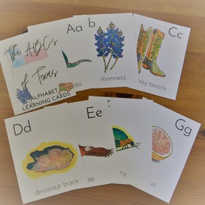 ABC Flashcards Printable, Alphabet Cards, Texas Abcs, Watercolor ...