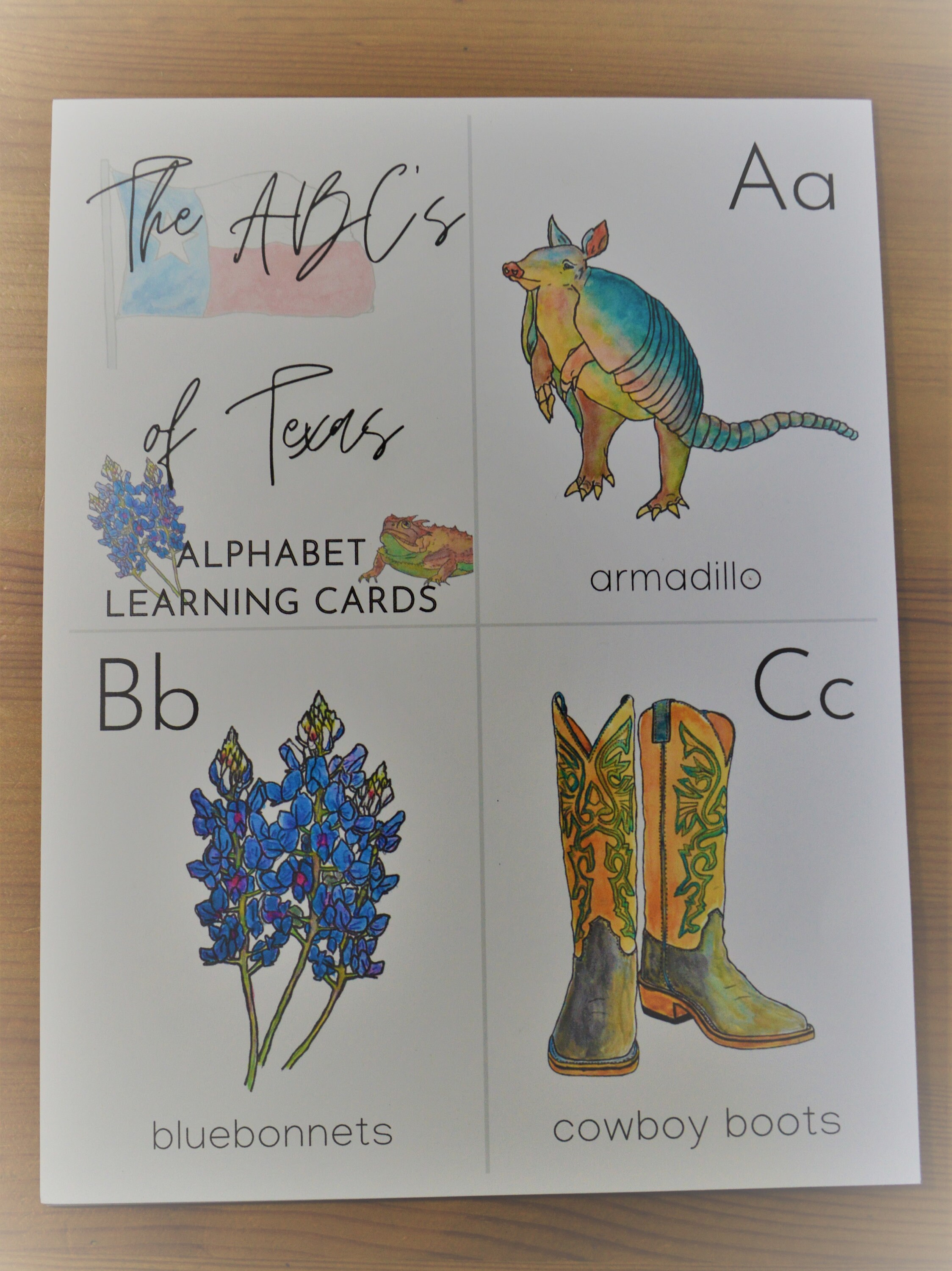 ABC Flashcards Printable, Alphabet Cards, Texas Abcs, Watercolor ...