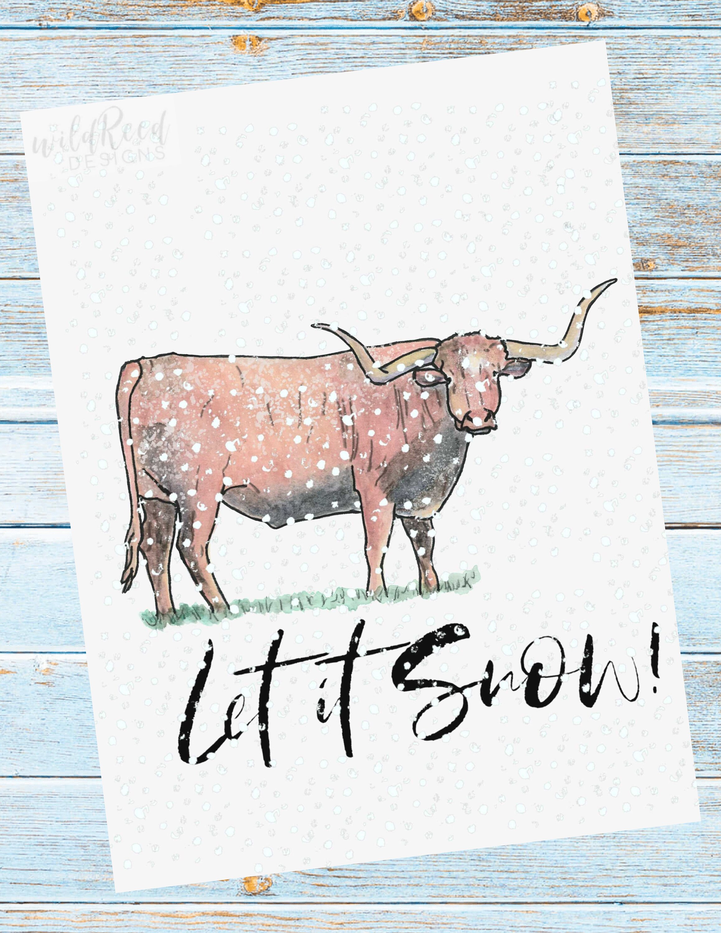 Let It Snow Christmas Printable Art Christmas Card - Etsy