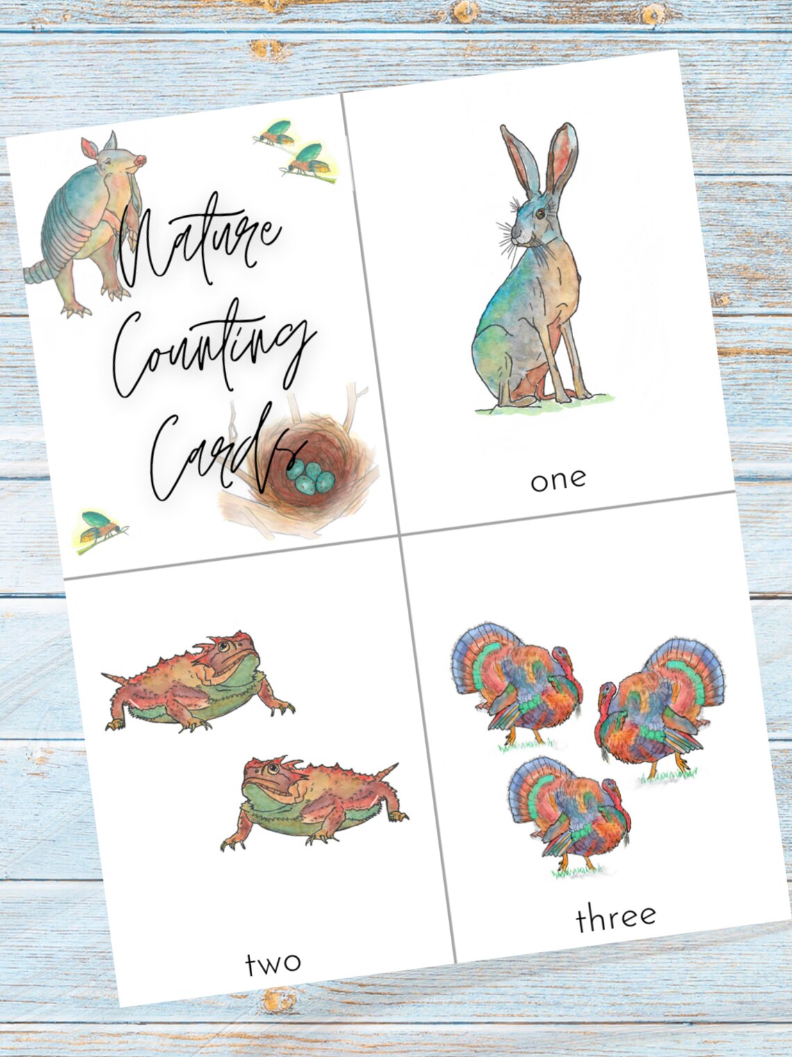 Homeschool Printable, Nature Counting Cards, Montessori Cards, Learning ...