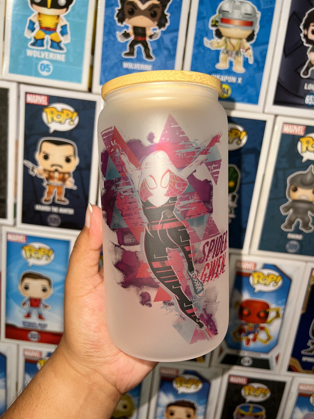 Spider-gwen Inspired Glass Cup - Etsy