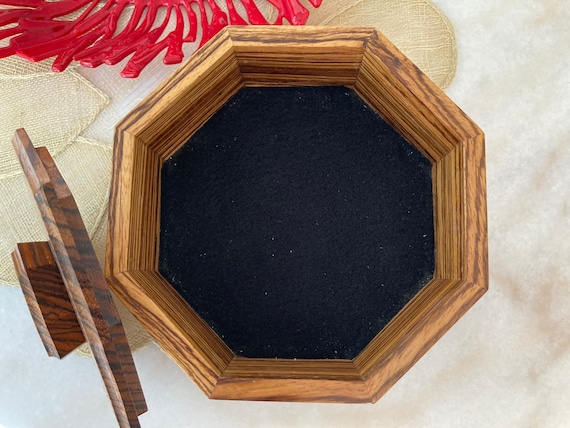 Vintage Handmade Wood Box - Zebrawood Jewelry Box - T… - Gem