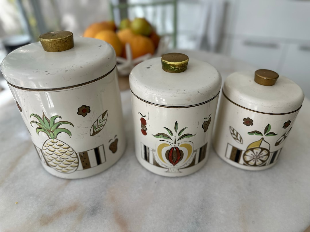 Vintage Ransburg Canisters - Set of Three(3) Midcentury Fruit Pattern ...