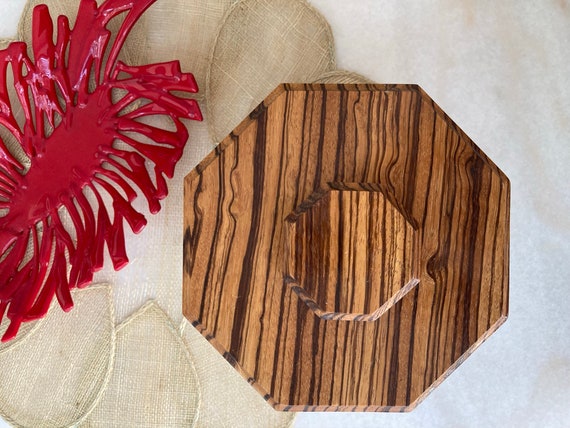 Vintage Handmade Wood Box - Zebrawood Jewelry Box - T… - Gem